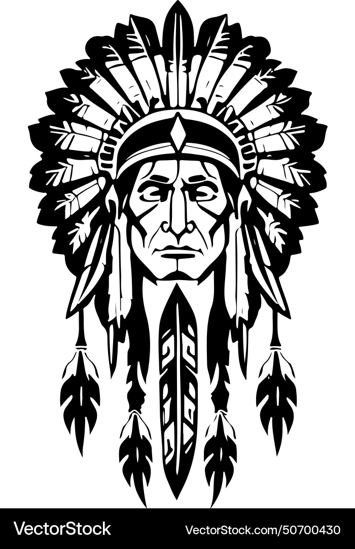 A fantastical iconic native american chief Vector Image
