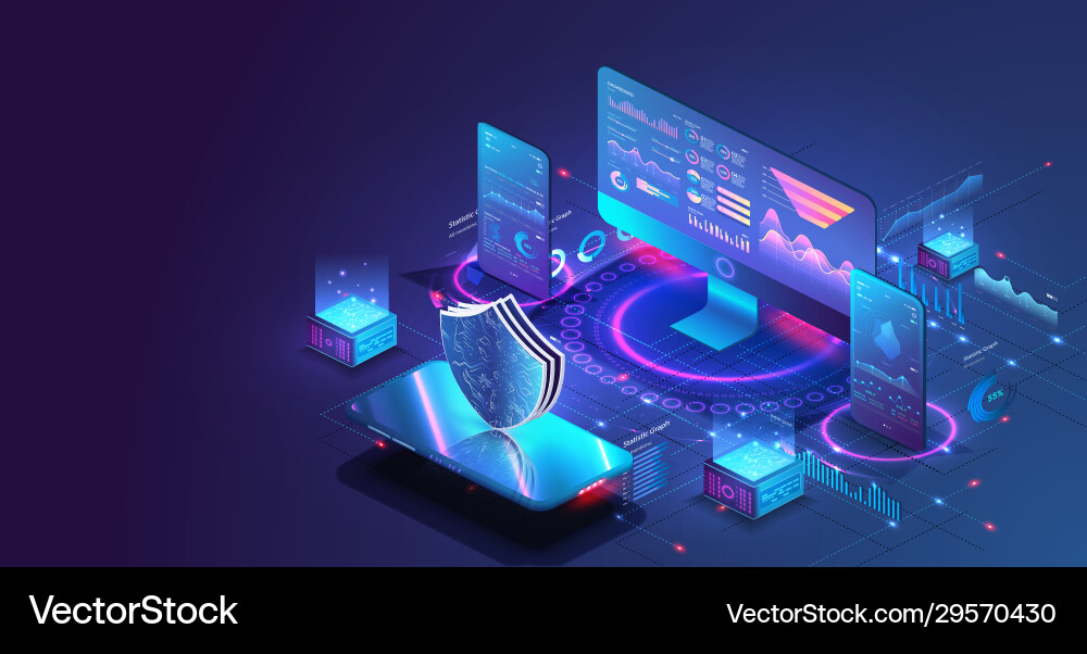 Application pc and smartphone with business Vector Image