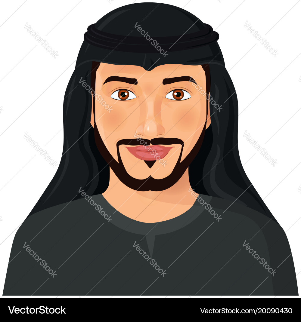 Arabian man face front view isolated on avatar Vector Image