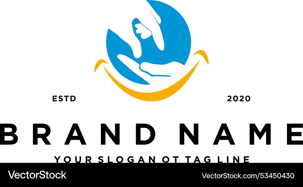 Creative hand giving logo design Royalty Free Vector Image