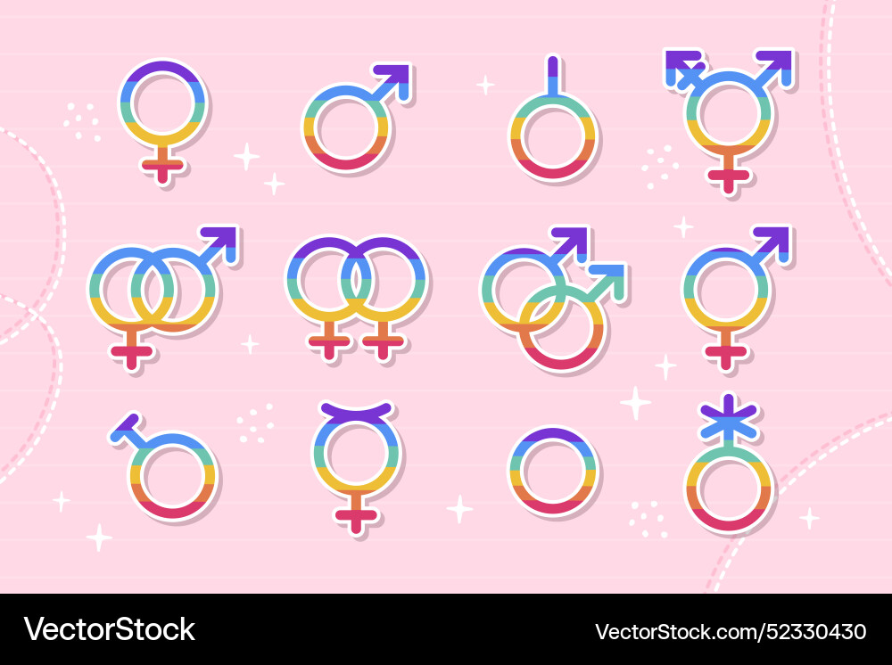 Flat pride month lgbt symbols collection Vector Image