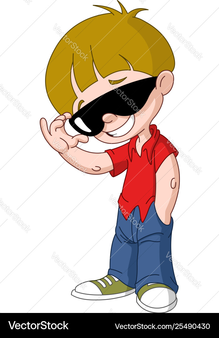Kid with sunglasses Royalty Free Vector Image - VectorStock