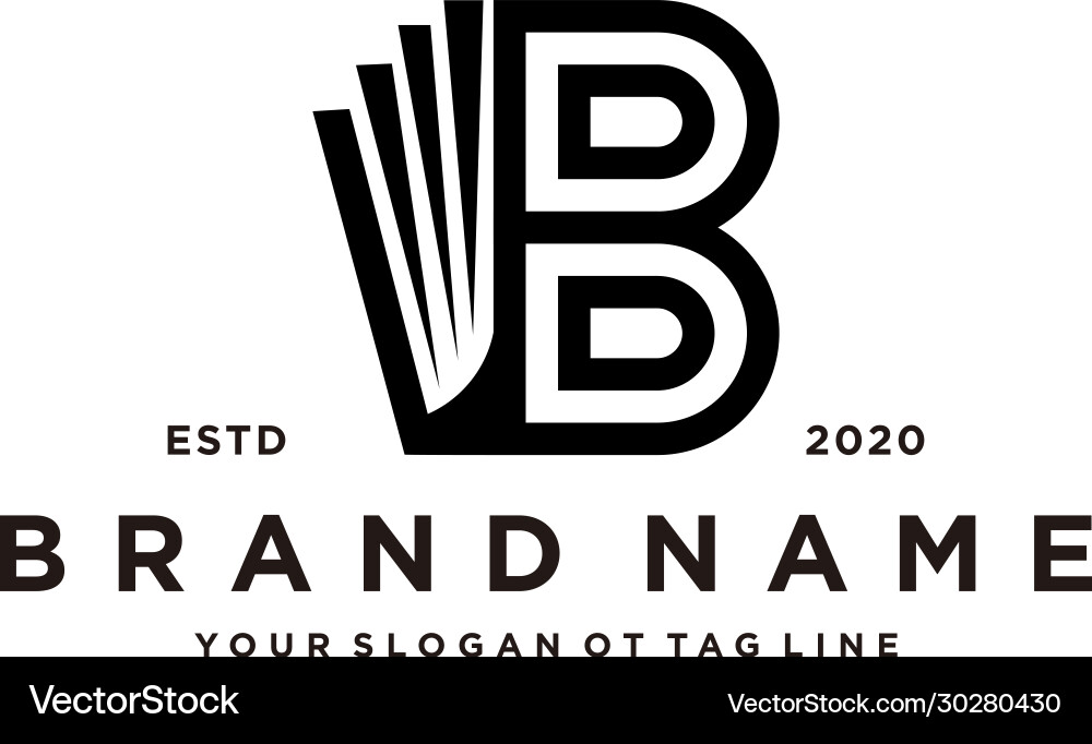 Letter b and book logo design Royalty Free Vector Image