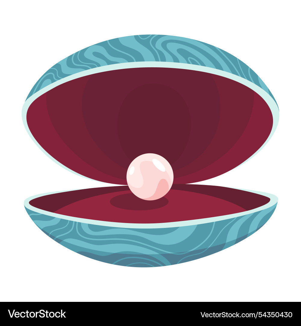 Pearl in seashell open scallop Royalty Free Vector Image