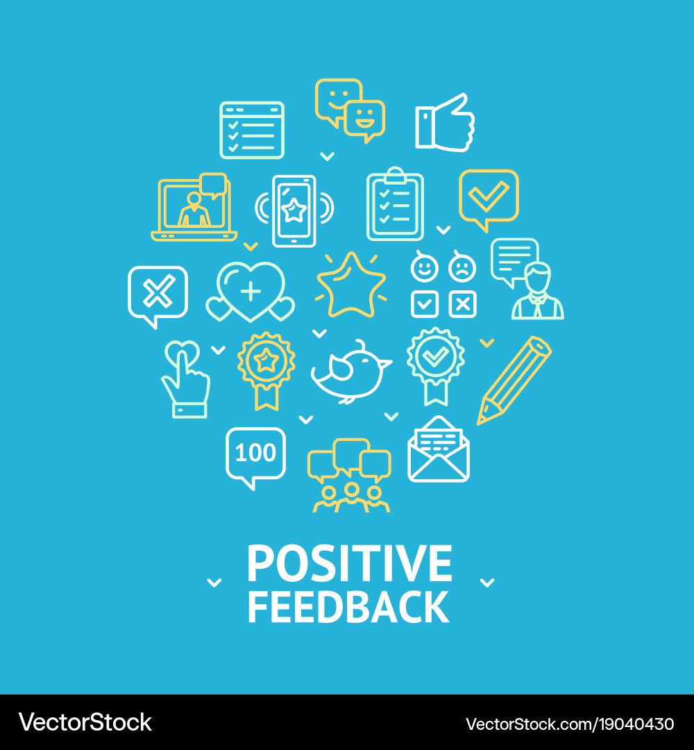 Positive Feedback Round Icon Set Royalty Free Vector Image