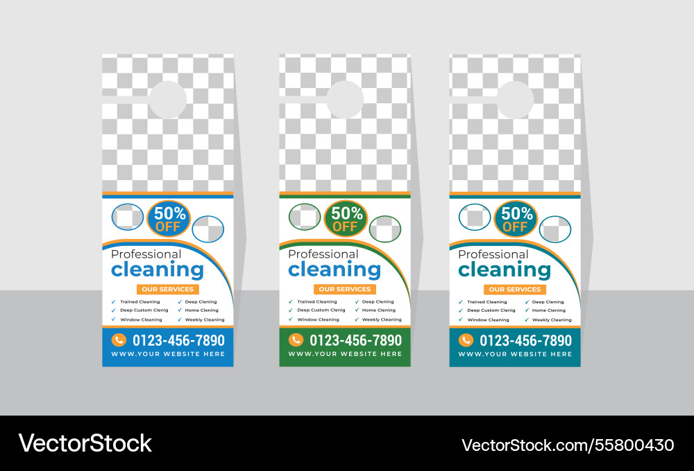 Professional cleaning services door hanger design Vector Image