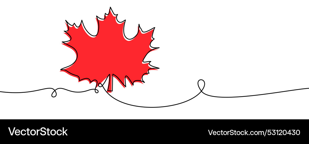 Red maple leaf line art Royalty Free Vector Image
