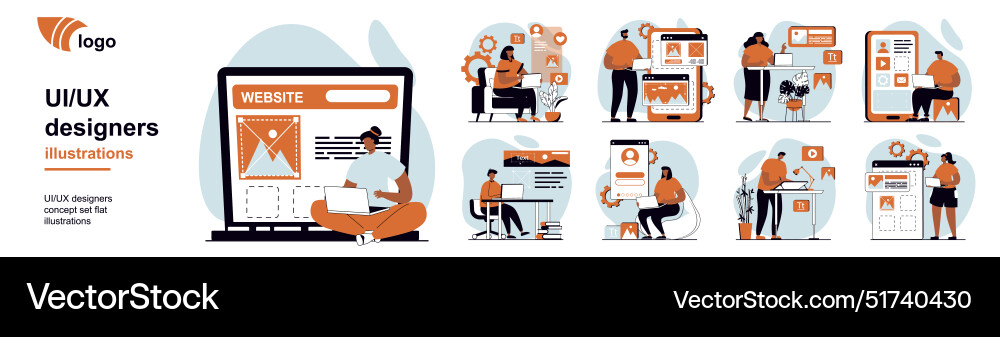 Ui and ux designers concept with people scenes Vector Image