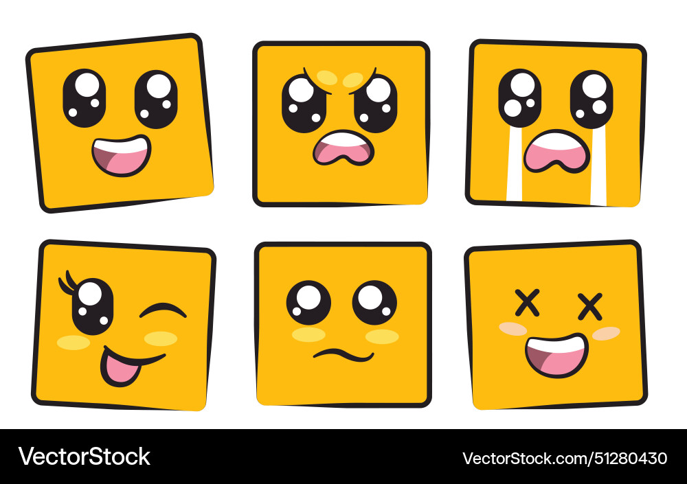 Yellow color square shape with expression smile Vector Image