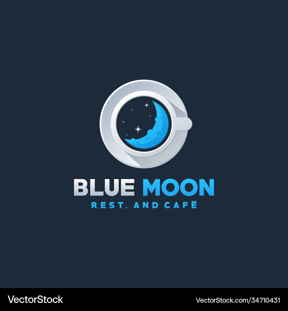 Blue moon cafe logo design Royalty Free Vector Image