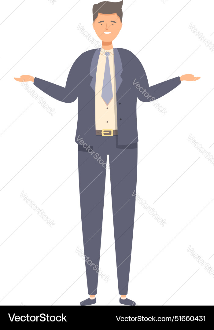 Businessman gesturing with open arms presenting Vector Image