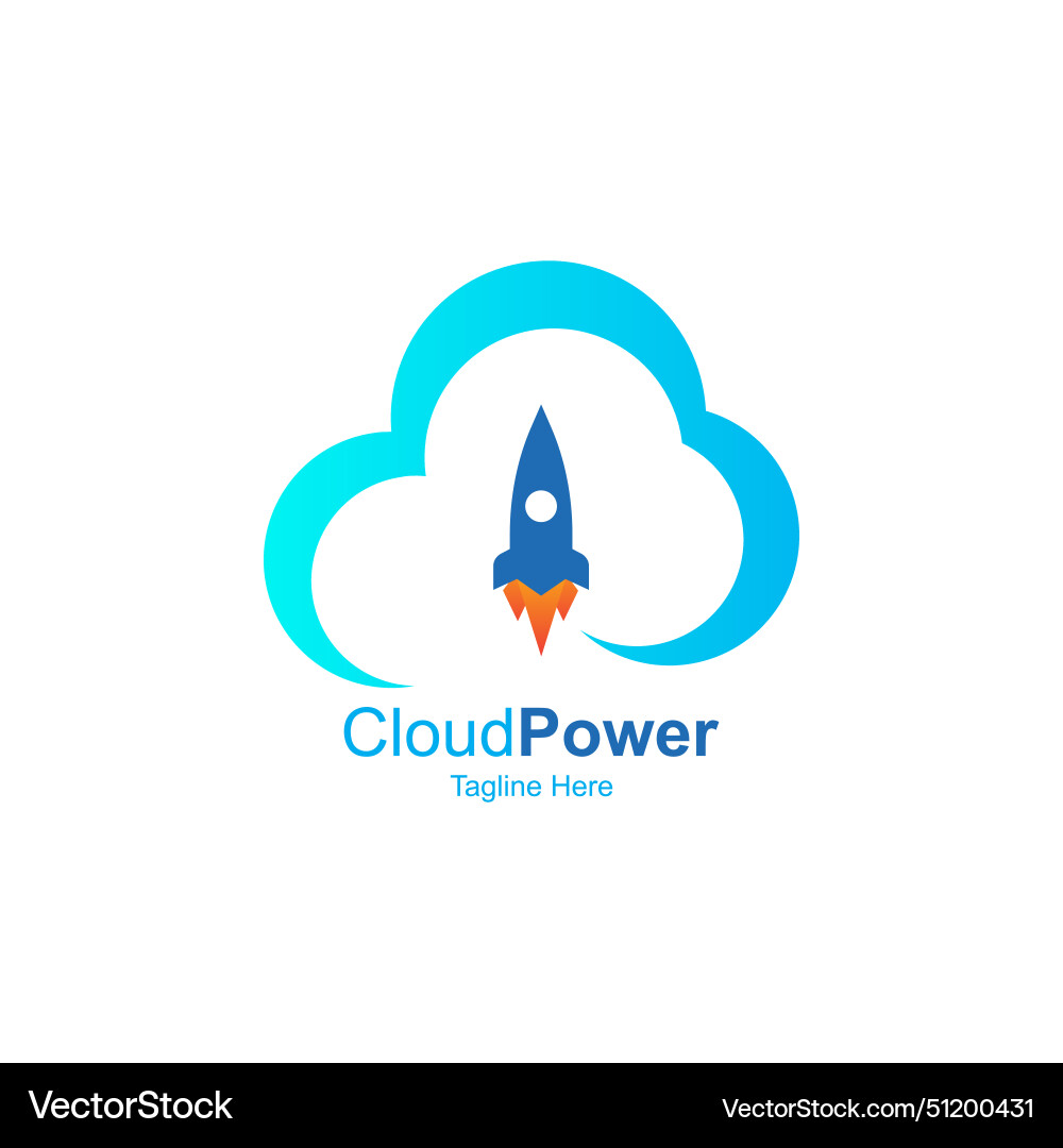 Cloud power with rocket logo design template Vector Image