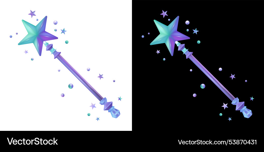 Colorful Magic Wand with Star Top Royalty Free Vector Image