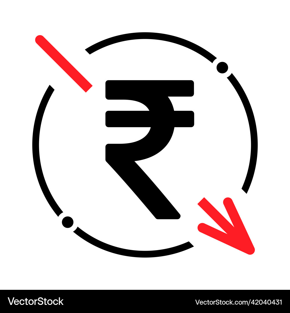 Cost reduction- decrease rupee icon symbol Vector Image