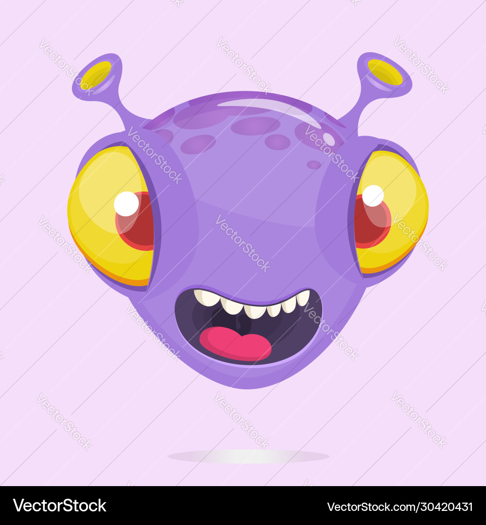 Cute cartoon monster head avatar Royalty Free Vector Image