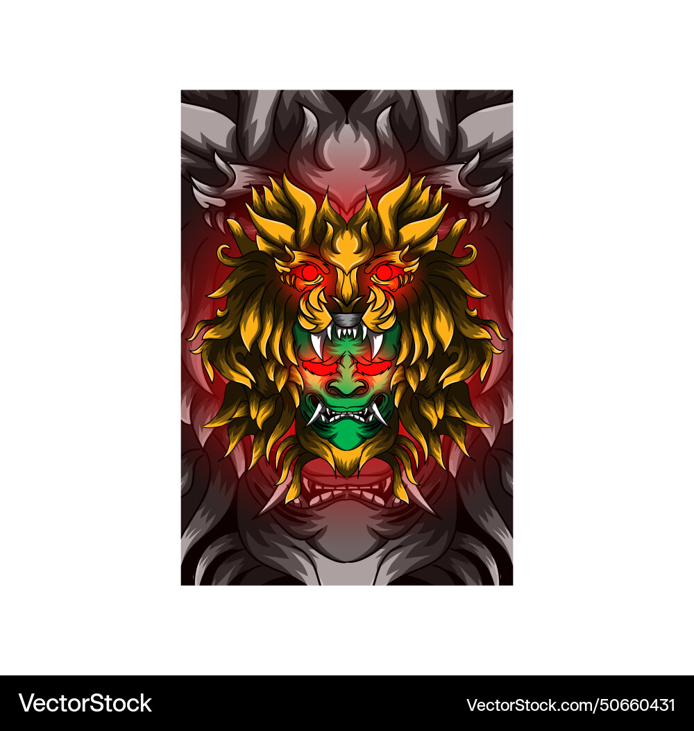 Demon with crown lion Royalty Free Vector Image