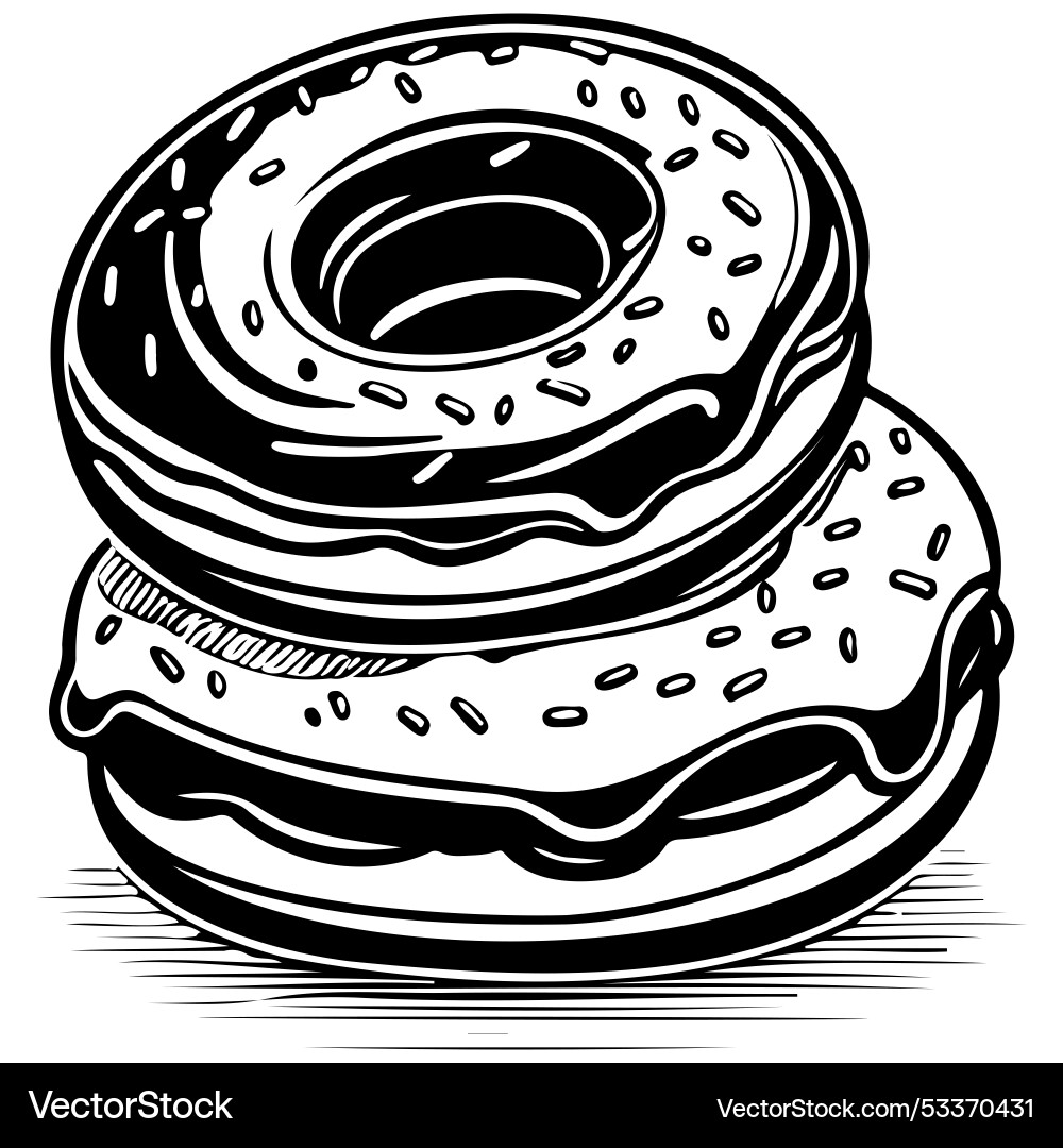Doughnut black hand drawn line transparent Vector Image