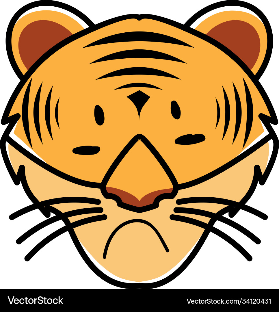 Flat type animal face expression Royalty Free Vector Image