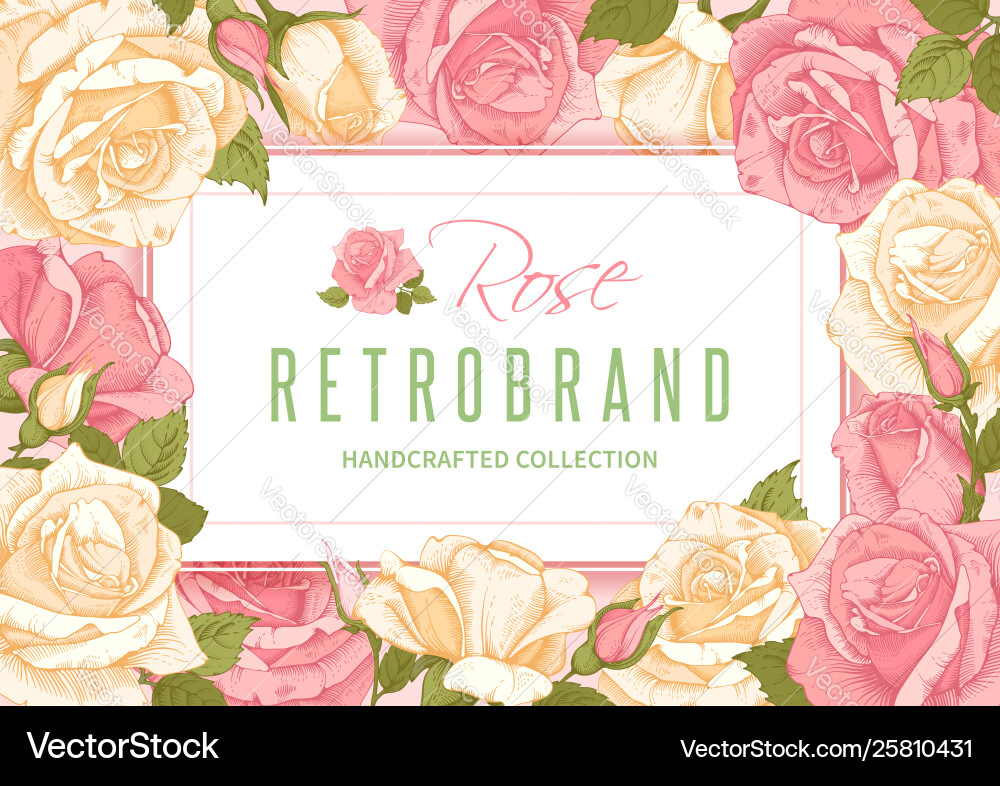 Floral frame with rose flowers Royalty Free Vector Image