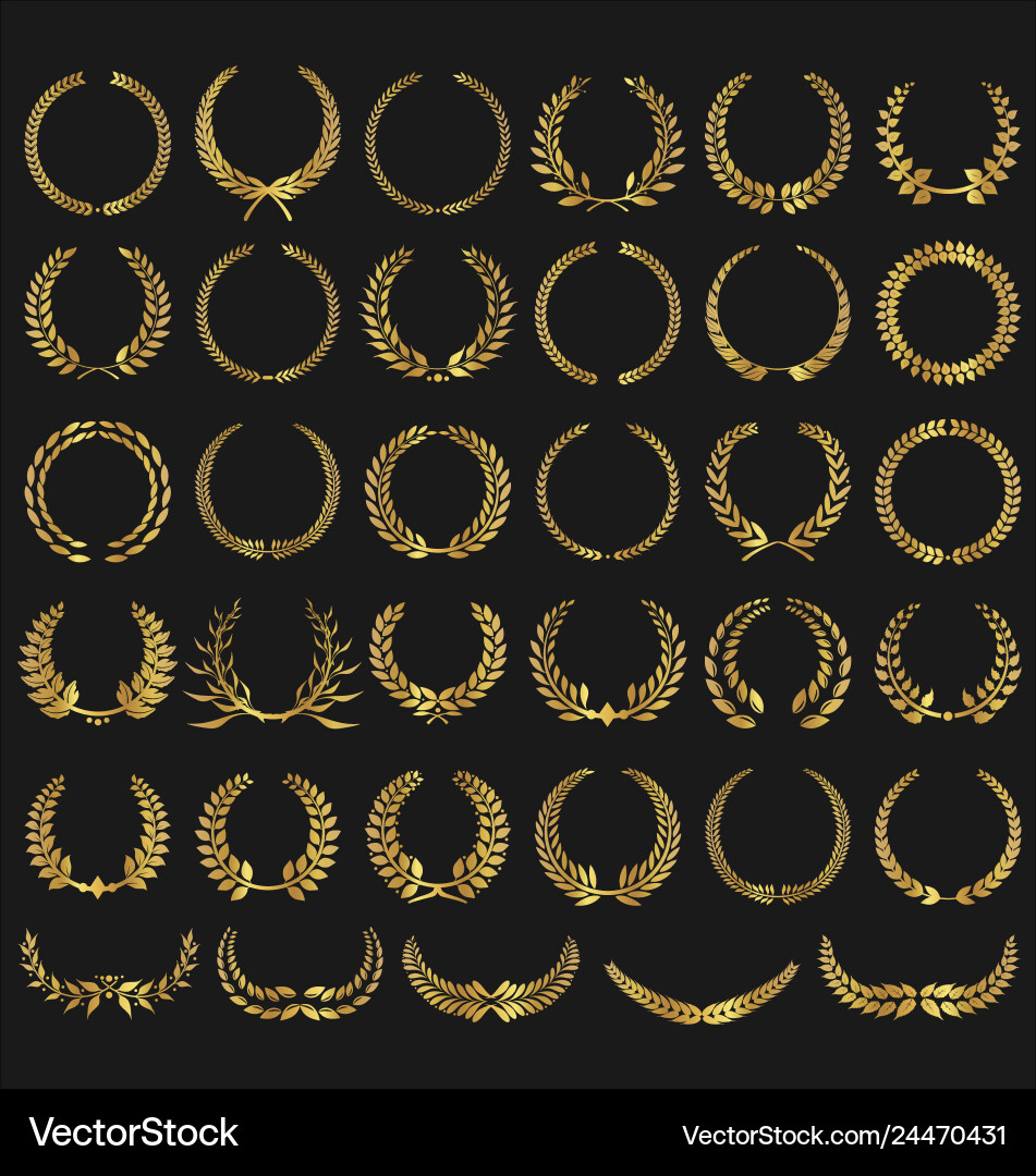 Golden laurel wreath collection Royalty Free Vector Image