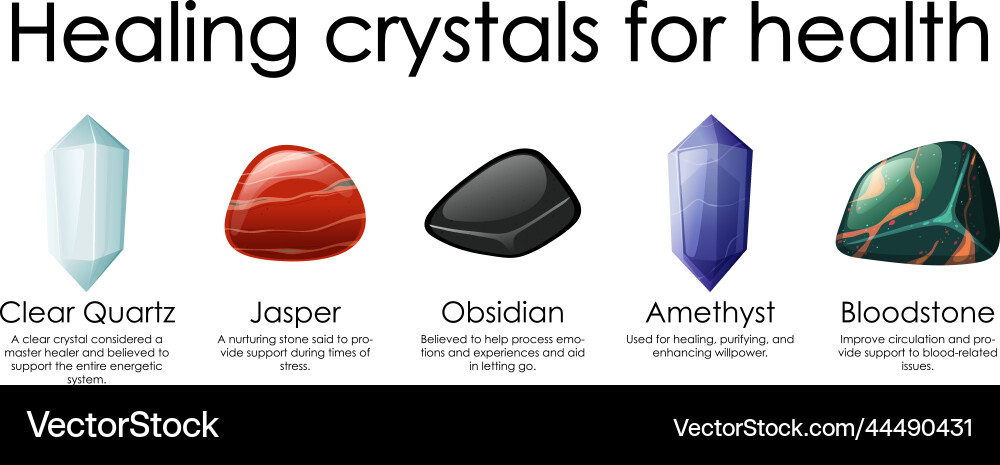 Healing crystals for health collection Royalty Free Vector