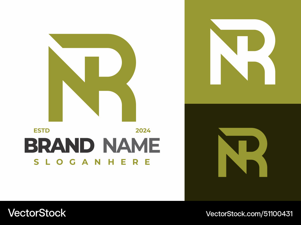 Letter nr monogram logo design symbol icon Vector Image