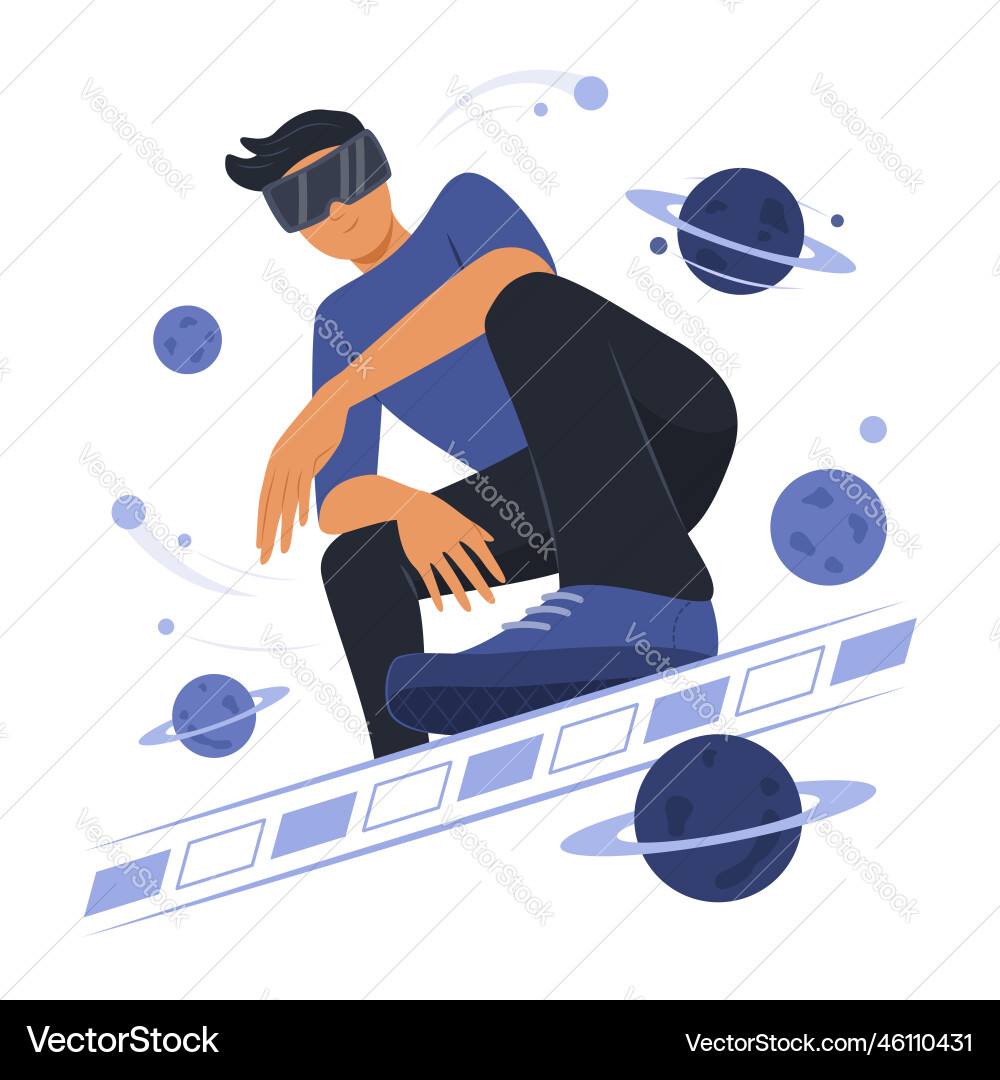Man wearing virtual reality headset Royalty Free Vector