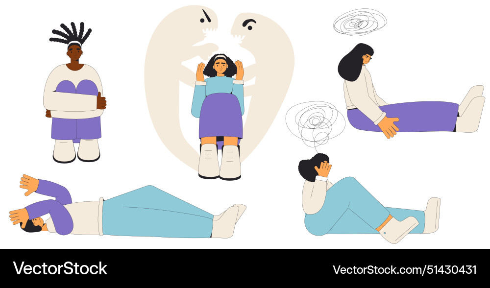 Mental disorder characters set young people Vector Image