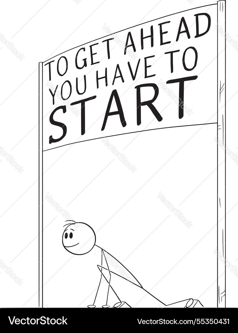 Motivation to start cartoon stick figure Vector Image