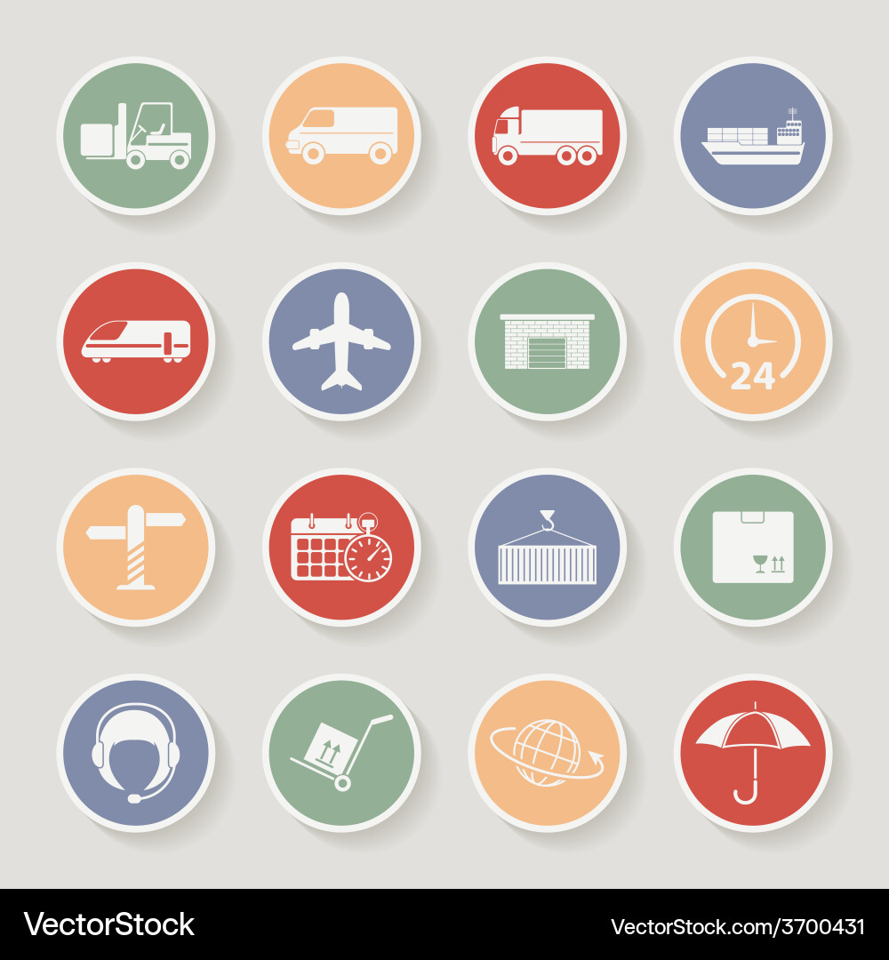 Shipping and logistics round icons Royalty Free Vector Image