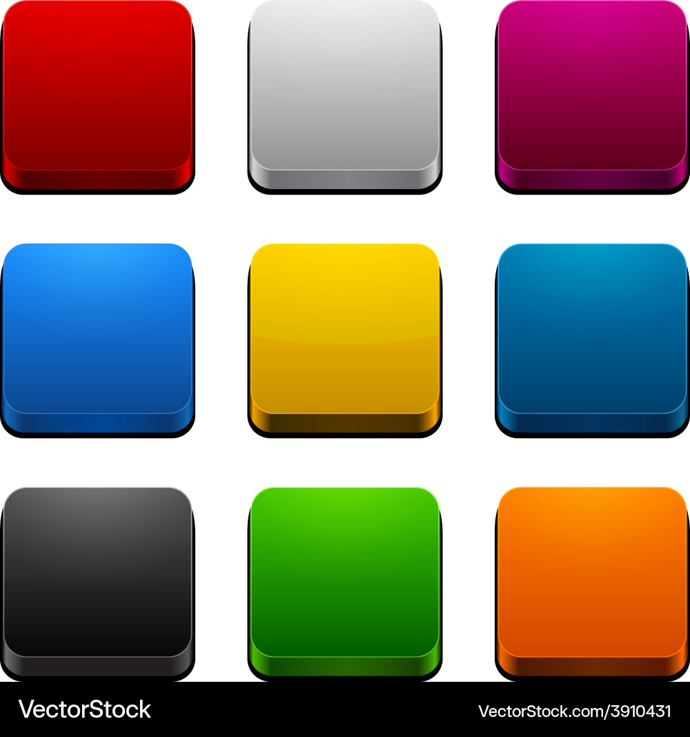 Square 3d color icons Royalty Free Vector Image