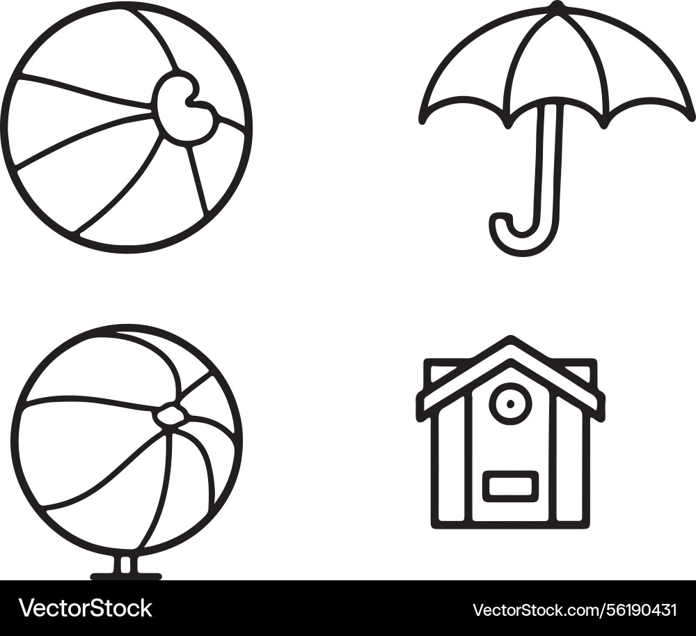 Summer beach essentials icons Royalty Free Vector Image