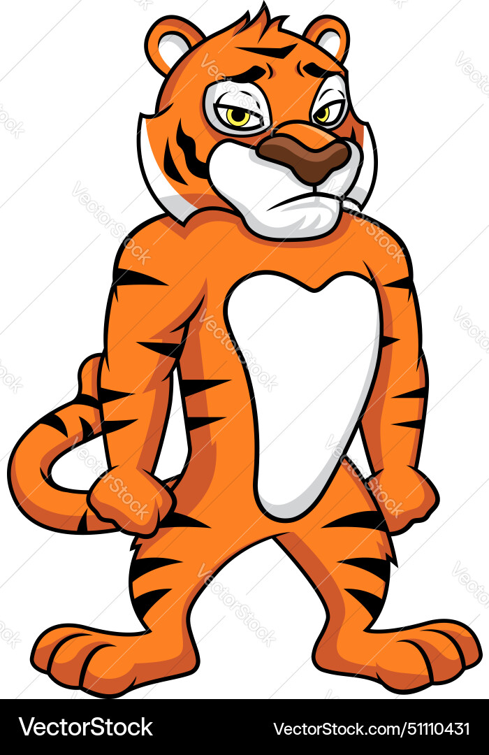 Tiger character looking sad cartoon clip art Vector Image