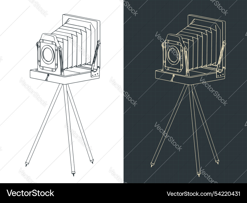 Vintage photography camera blueprints Royalty Free Vector
