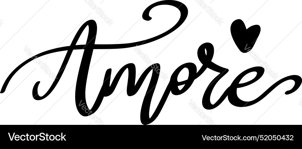 Amore lettering phrase isolated on white Vector Image