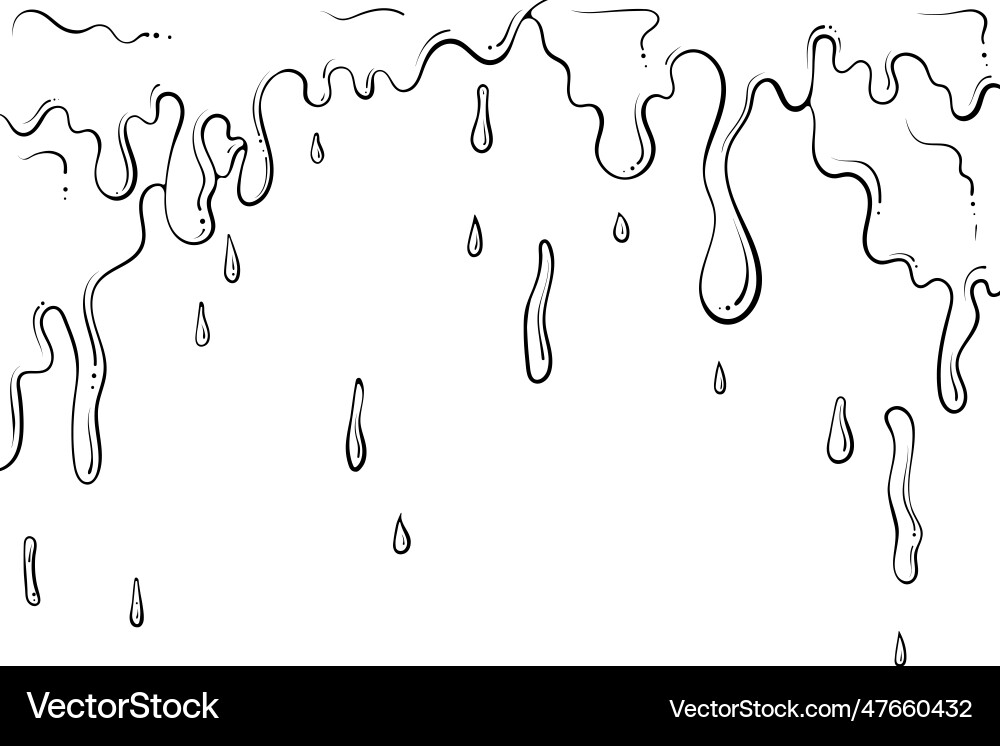 Dripping liquid line art Royalty Free Vector Image