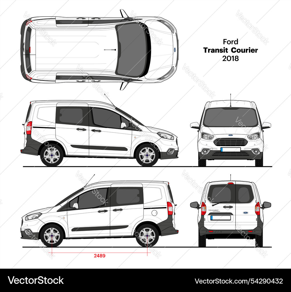 Ford transit courier combi van 2018 Royalty Free Vector