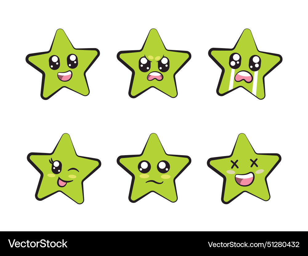 Green color star shape with expression smile angry