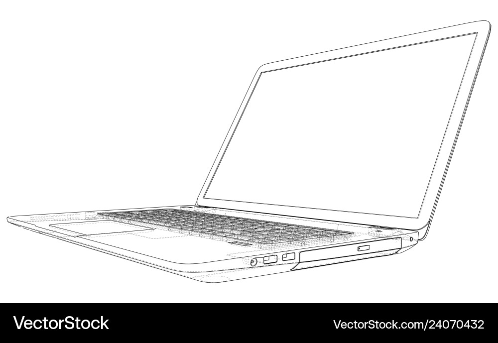 Laptop outline isolated on white background Vector Image