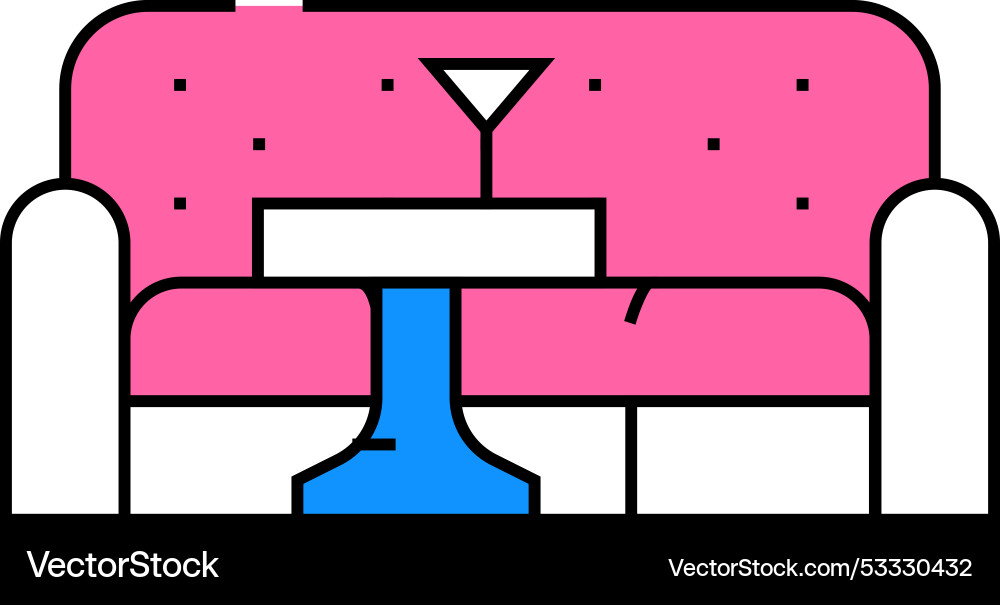Lounge area flat icon color Royalty Free Vector Image