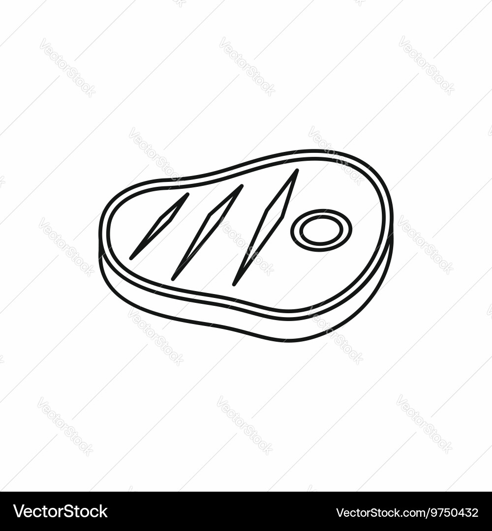 Meat steak icon outline style Royalty Free Vector Image