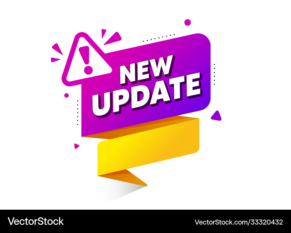 New update ribbon banner with exclamation mark Vector Image
