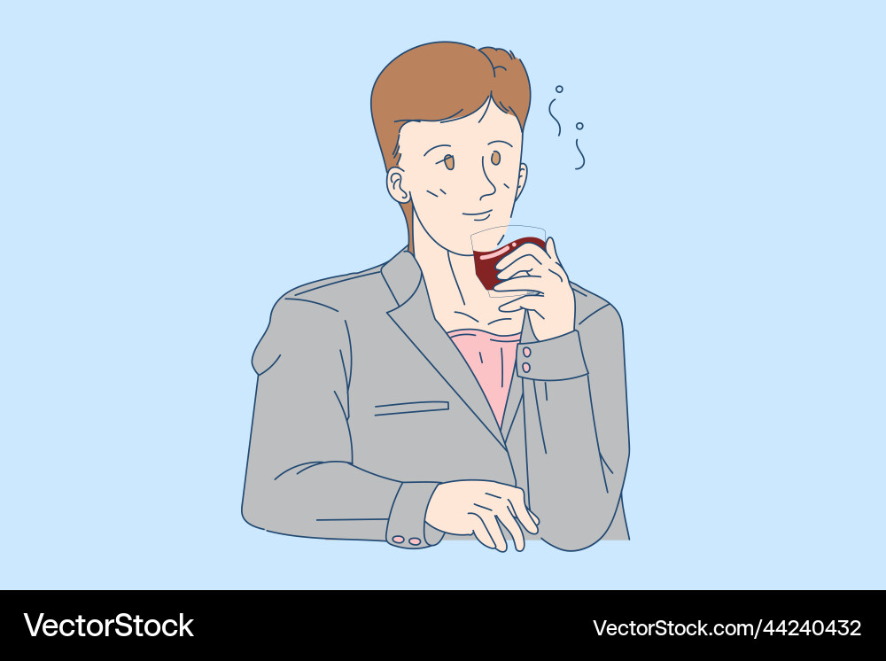 People portrait drawing with glass drunken Vector Image