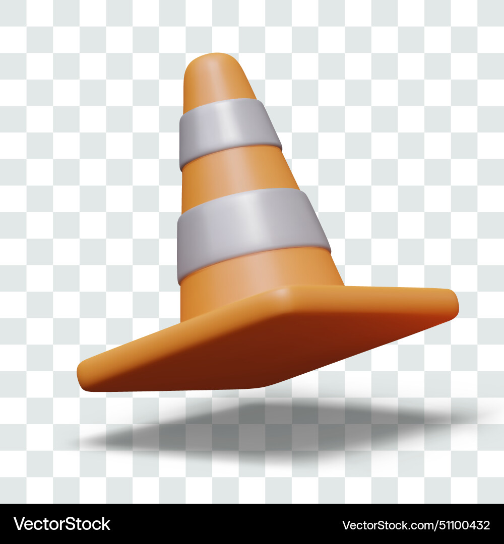 Realistic orange traffic cone fencing element Vector Image