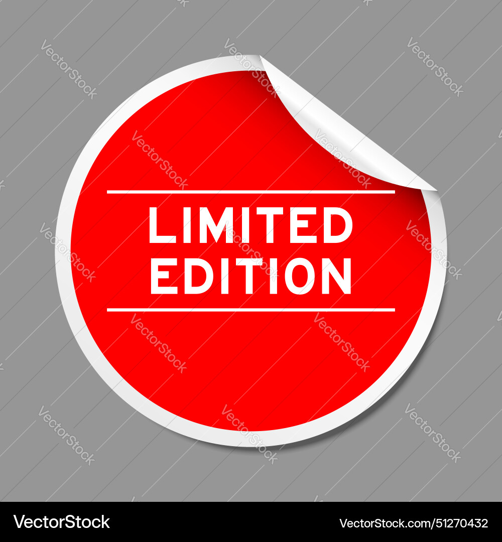 Red color peel sticker label with word limited Vector Image