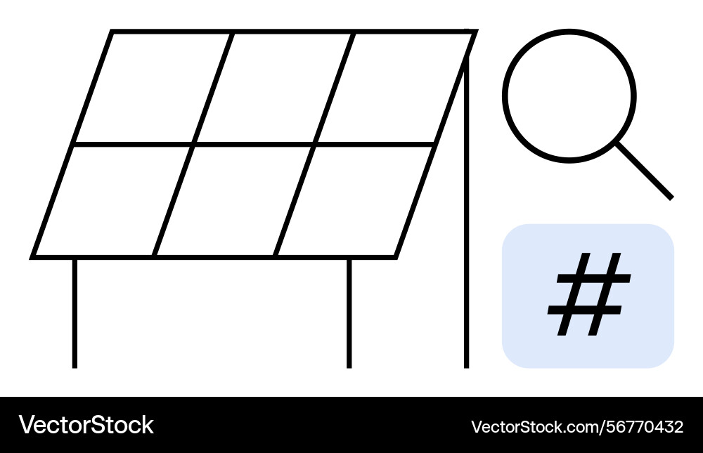 Solar panel with magnifying glass and metadata tag