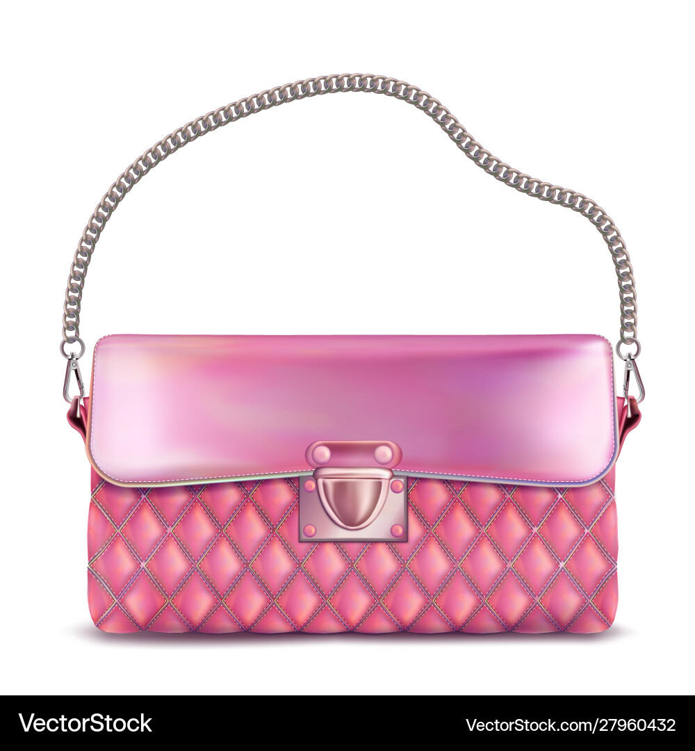 Stylish womens pink handbag with chain handle Vector Image