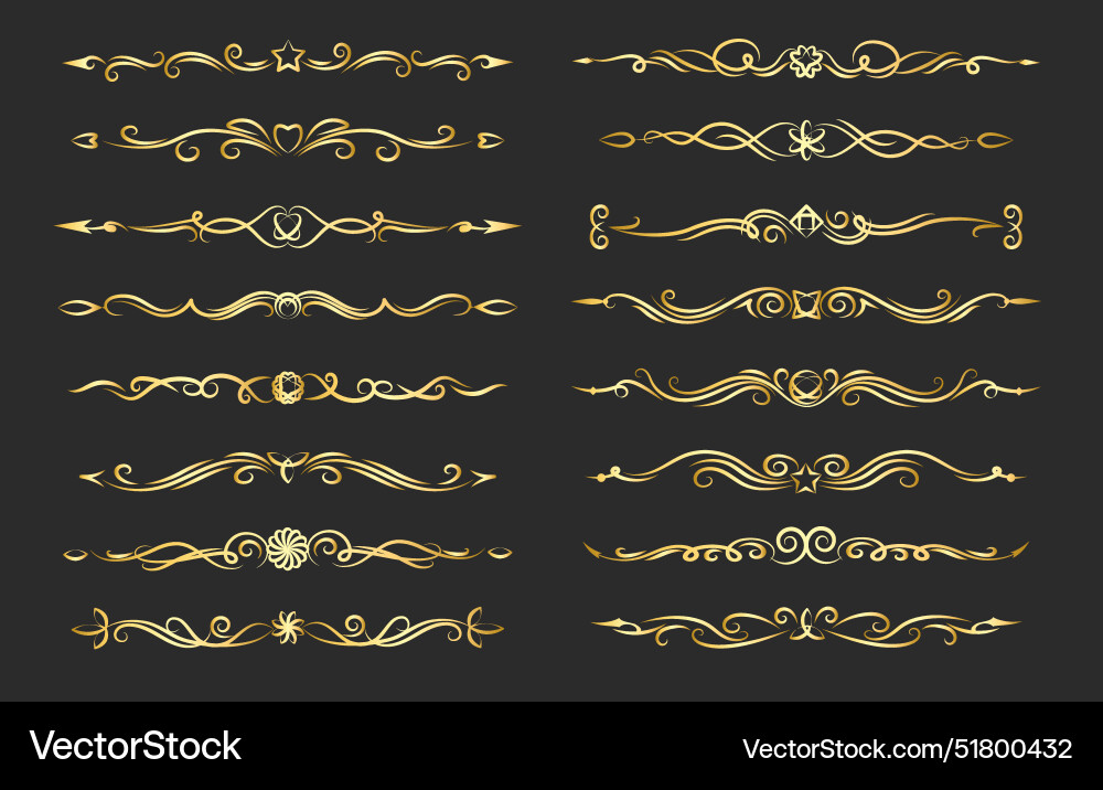 Vintage golden divider set Royalty Free Vector Image