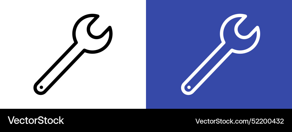 Wrench icon logo sign set outline Royalty Free Vector Image