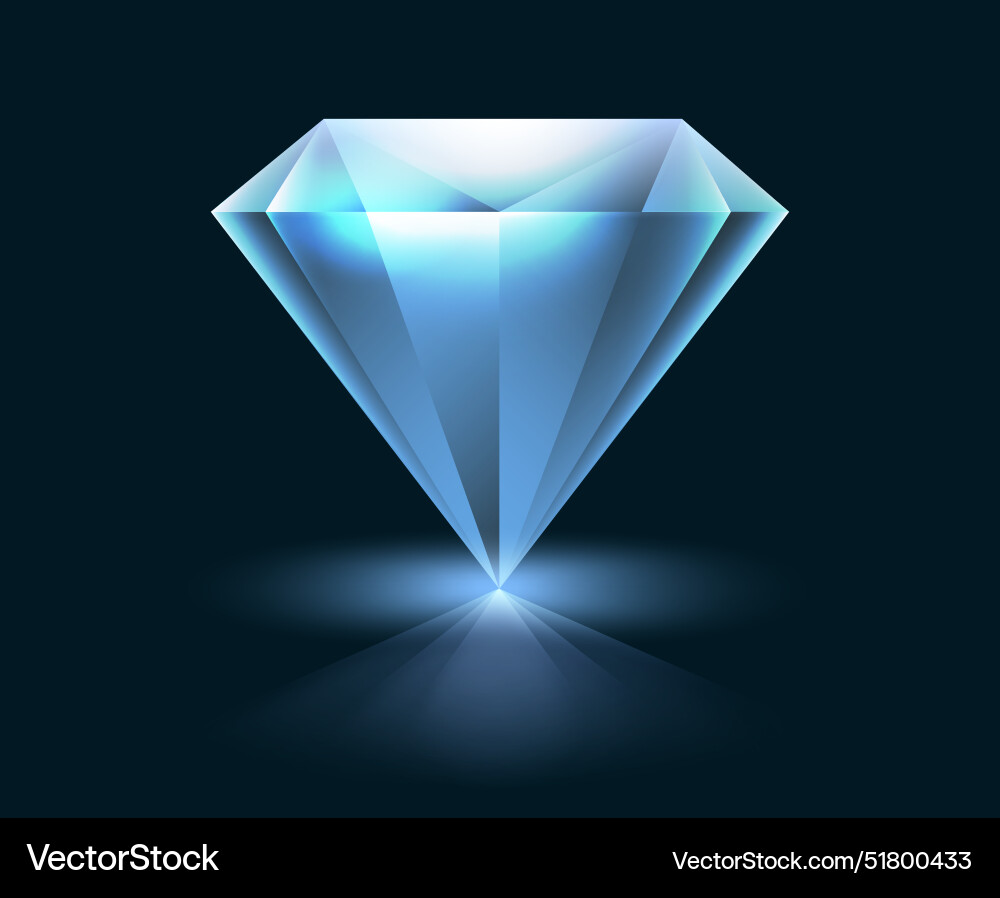 3d blue diamond crystal Royalty Free Vector Image